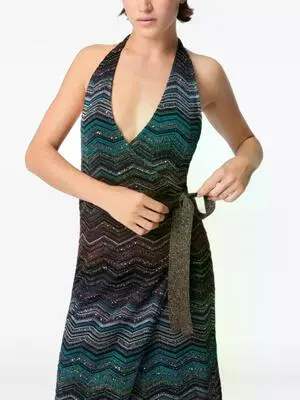 Missoni Halterneck Chevron-pattern Midi Dress