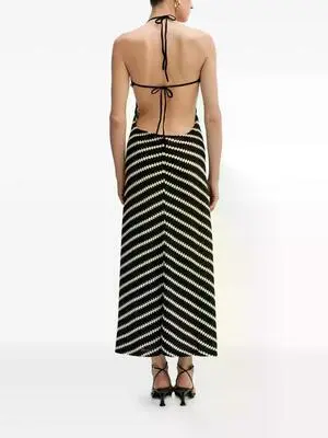 Bardot Ring-detail Striped Midi Dress