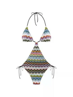 Missoni Zig-zag Pattern Triangle Swimsuit - Blue