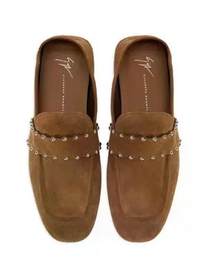 GIUSEPPE ZANOTTI Stud-embellished Loafers - Brown