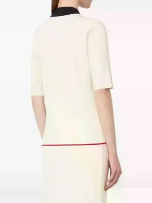 Max Mara Button Ribbed Polo Top - Neutrals