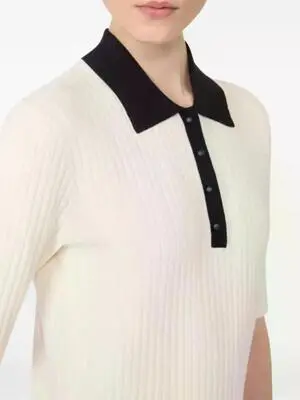 Max Mara Button Ribbed Polo Top - Neutrals