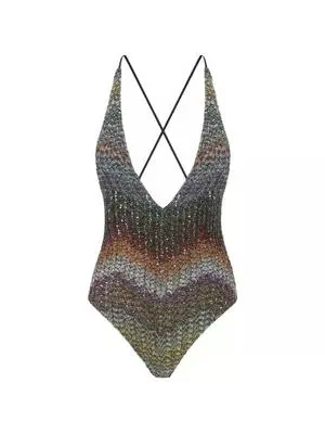 Missoni V-neck Zigzag Swimsuit - Grey