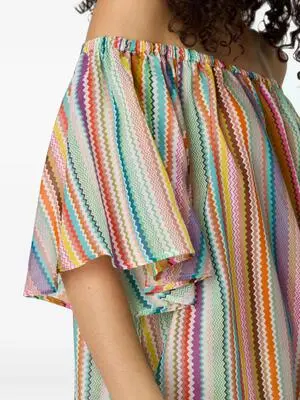 Missoni Short Cover-up In Cotton And Silk With Zigzag Pattern - Neutrals