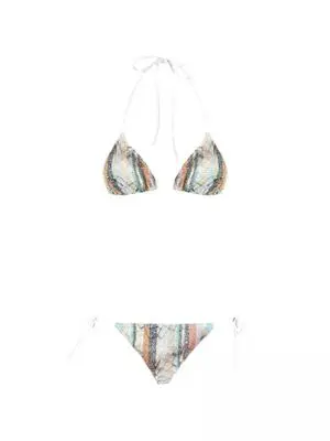 Missoni Zigzag Pattern Sequined Bikini Set - White