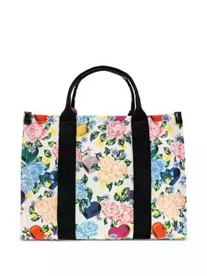 Kurt Geiger Floral Printed Tote Bag With Heart Charm - Neutrals