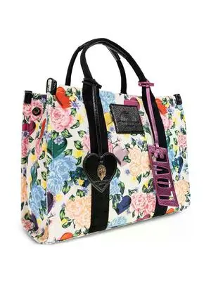 Kurt Geiger Floral Printed Tote Bag With Heart Charm - Neutrals