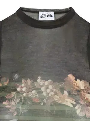 JEAN PAUL GAULTIER Floral-print Stripe Top