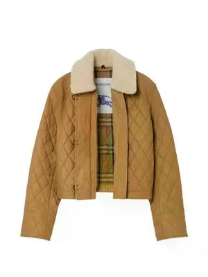 Burberry Quilted Jacket With Detachable Shearling Collar - Brown