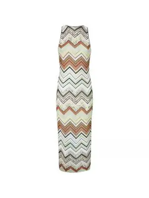Missoni Chevron Pattern Midi Dress - Neutrals