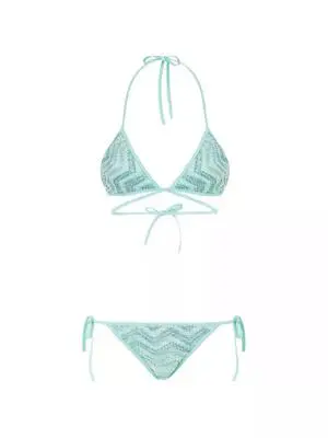 Missoni Zigzag-pattern Tie-fastening Bikini Set - Blue
