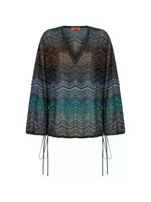 Missoni Chevron-pattern Tie-detail Blouse