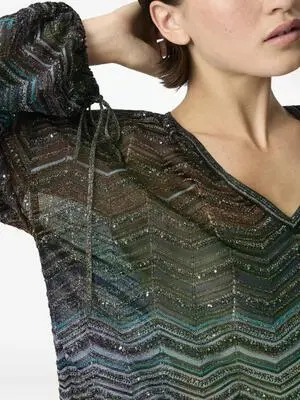 Missoni Chevron-pattern Tie-detail Blouse