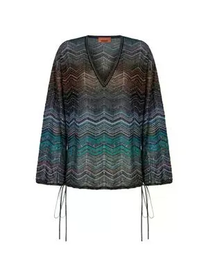Missoni Chevron-pattern Tie-detail Blouse