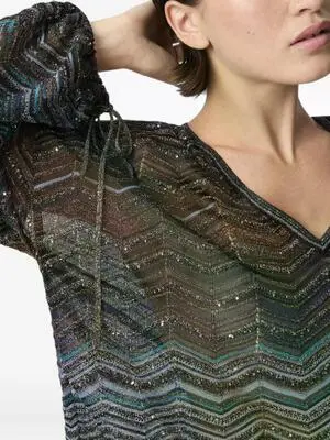 Missoni Chevron-pattern Tie-detail Blouse