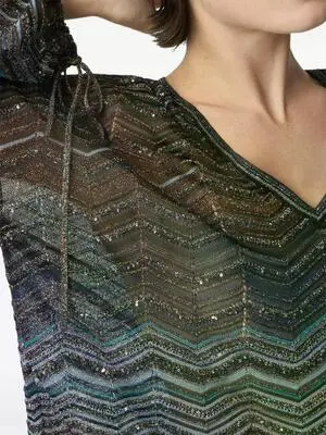 Missoni Chevron-pattern Tie-detail Blouse