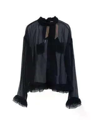 N°21 Ruffled-hem Pocket-detail Blouse