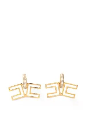 Elisabetta Franchi Logo-detail Drop Earrings - Gold