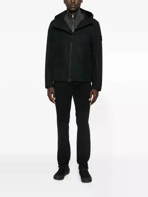 Stone Island Zip-up Hooded Jacket - Black