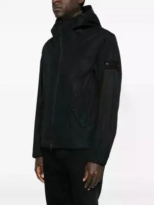 Stone Island Zip-up Hooded Jacket - Black