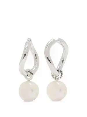 ASTRID & MIYU Serenity Pearl-charm Hoop Earrings - Silver