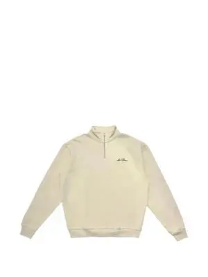 LES DEUX Embroidered Half-zip Sweatshirt