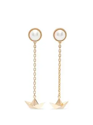 Vivetta Pearl-embellished Paper-boat Earrings - Gold