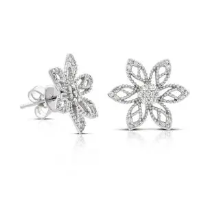Benbridge Floral Diamond Stud Earrings - Wg