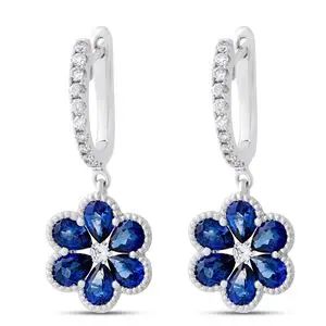 Benbridge Flower Shaped Sapphire Earrings - Fgh