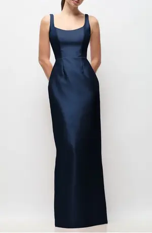 Alfred Sung Julian Satin Twill Gown - Midnight