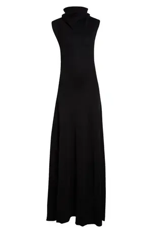 TOM FORD Cowl Neck Wool Blend Piqué Knit Dress - Black