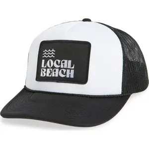 LOCAL BEACH Logo Patch Trucker Hat - White Black