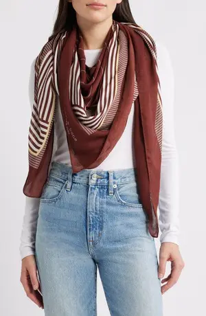 Rag & Bone Pinstripe Square Scarf - Deep Plum