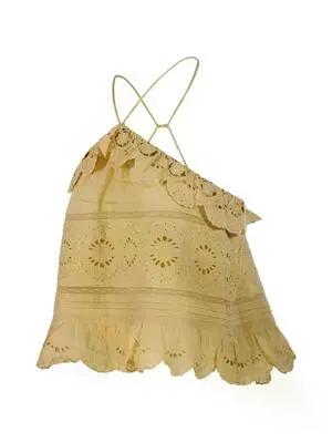 MARANT ETOILE Eyelet & Ruffled Halter Top