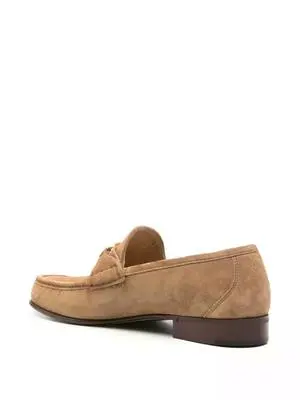 Valentino Garavani Suede Loafers With Logo Plaque - Neutrals