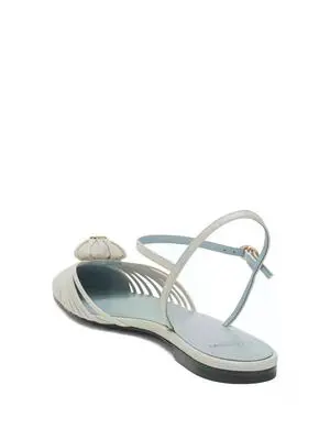 Valentino Garavani Off-white Pumps With Flower Detail And Ankle Strap