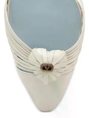 Valentino Garavani Off-white Pumps With Flower Detail And Ankle Strap