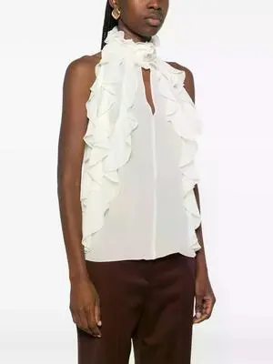 Alexander McQueen Ruffled Sleeveless Blouse - Neutrals