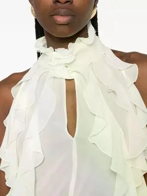 Alexander McQueen Ruffled Sleeveless Blouse - Neutrals