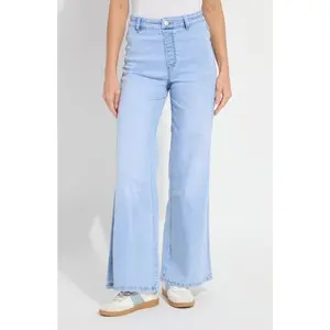 Lyssé Iris Flat Front Wide Leg Jeans - Bleached Blue