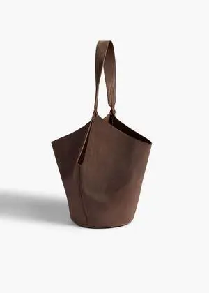 Khaite Small Lotus Suede Tote - Cedar