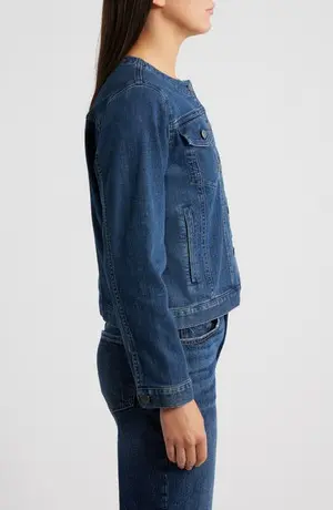 Eileen Fisher Round Neck Denim Jacket
