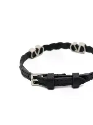 Valentino Garavani Vlogo Braided Leather Bracelet