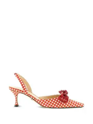Mach & Mach Bow-detail Pattern Pumps - Red