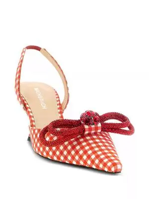 Mach & Mach Bow-detail Pattern Pumps - Red