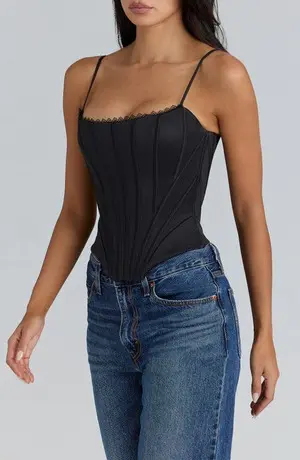 House Of Cb Cadie Satin Corset Top