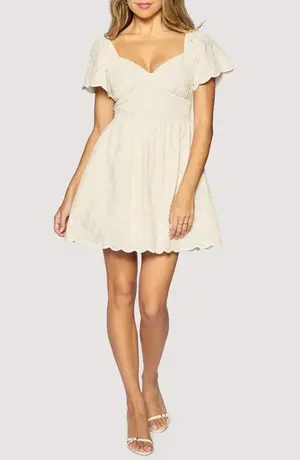 LOST + WANDER Embroidered Fit-and-flare Mini Dress