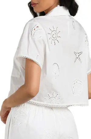 La Blanca Bayside Crop Cotton Cover-up Shirt