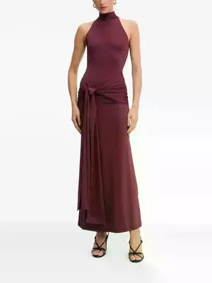 Bardot Knot-detail Maxi Dress - Red