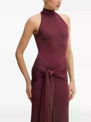 Bardot Knot-detail Maxi Dress - Red